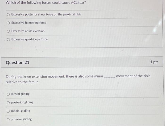 Solved Which of the following forces could cause ACL tear? | Chegg.com