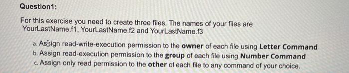 Solved Question 1: For this exercise you need to create | Chegg.com