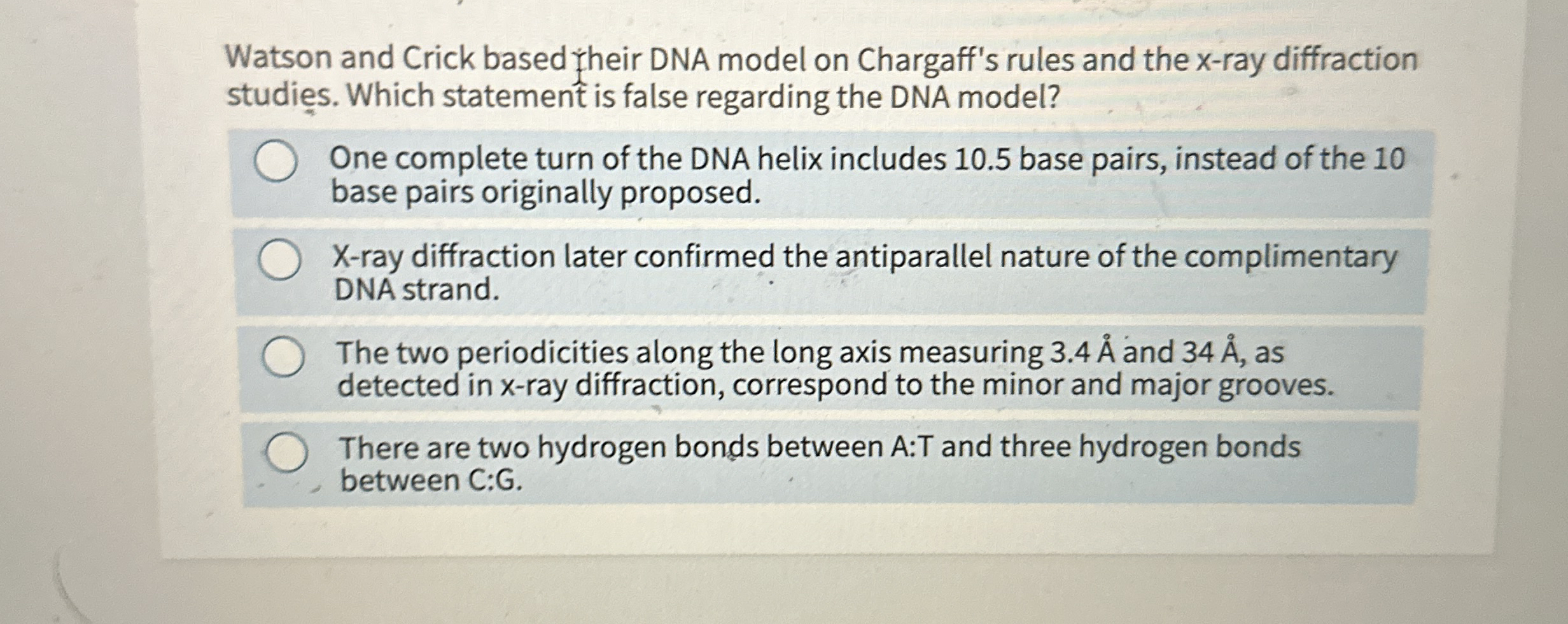 Solved Watson and Crick based heir DNA model on Chargaff's | Chegg.com
