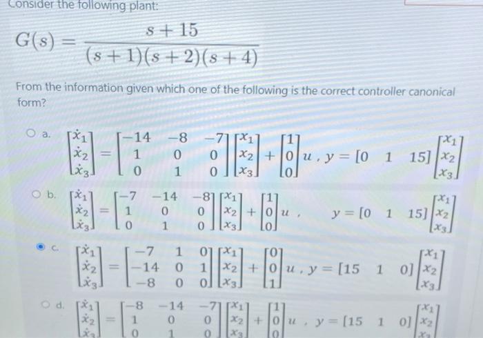 Solved Consider the following plant: | Chegg.com