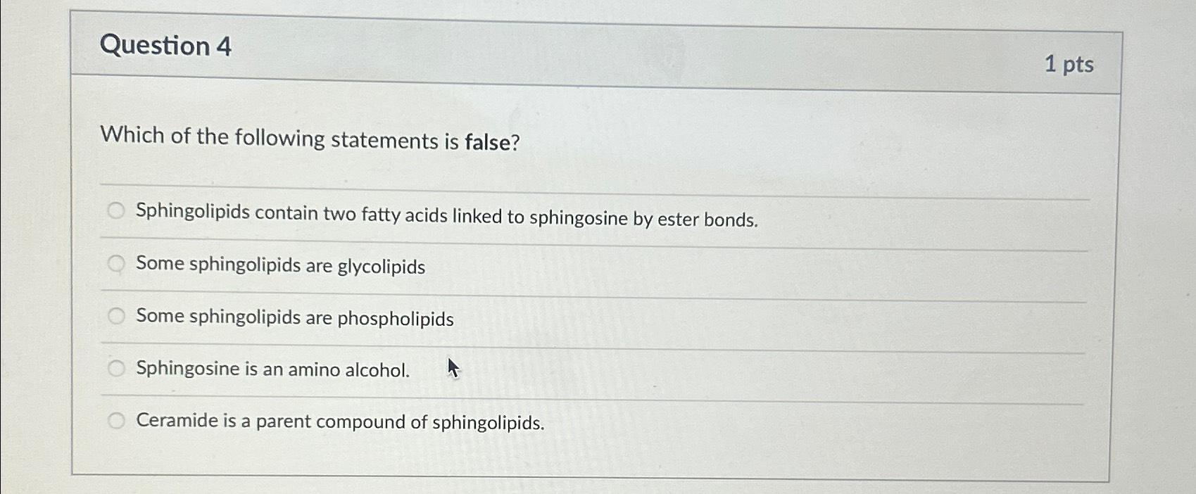 Solved Question 41 ﻿ptsWhich of the following statements is | Chegg.com