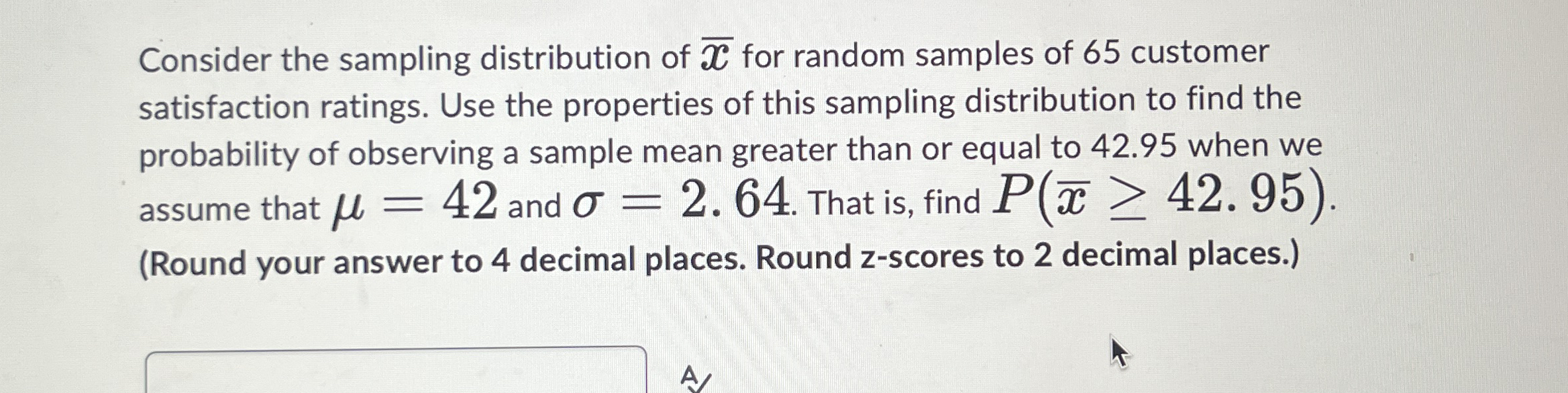 Solved Consider the sampling distribution of x‾ ﻿for random | Chegg.com