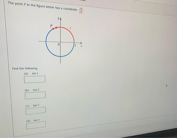 Solved The point P in the figure below has y-coordinate 24 | Chegg.com