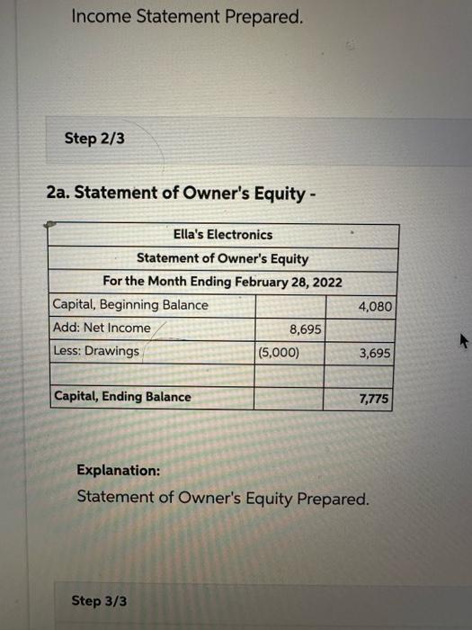 Solved 1a. Income Statement - Explanation: Income Statement | Chegg.com
