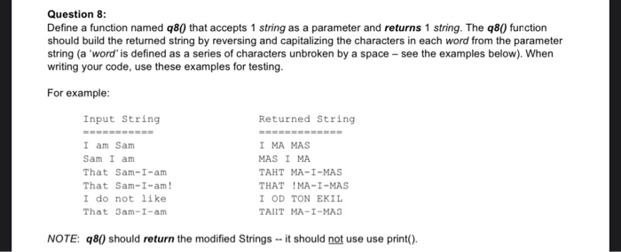 Solved Question 8: Define a function named q80 that accepts | Chegg.com