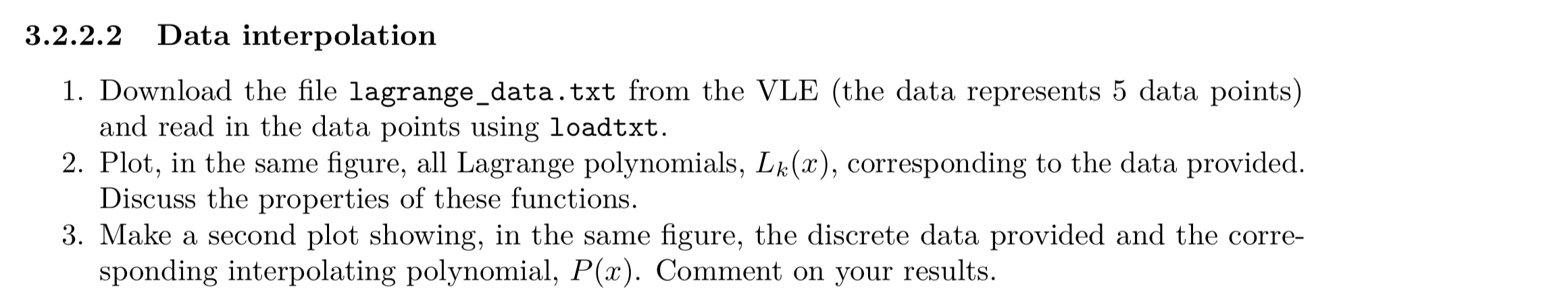 Solved 3.2.2.2 ﻿Data interpolationDownload the file | Chegg.com