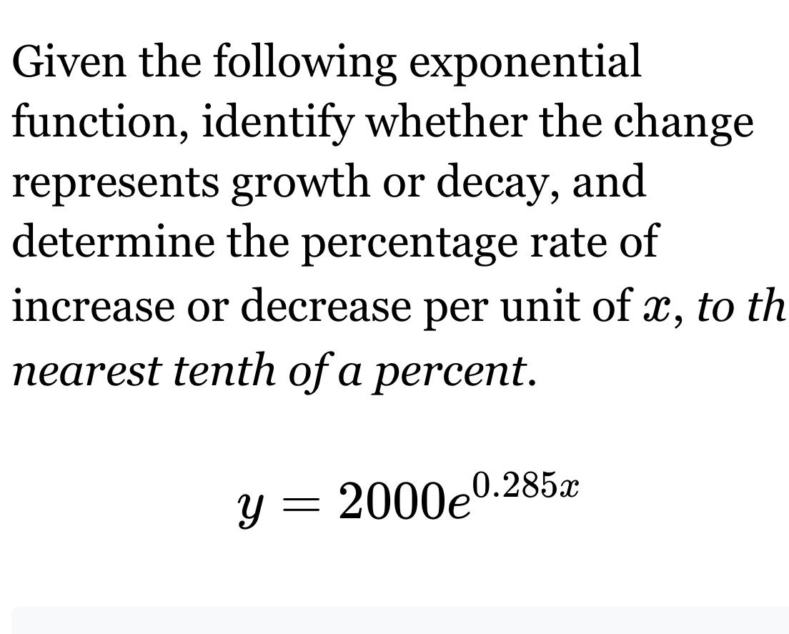 Solved Given the following exponential function, identify | Chegg.com