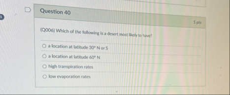 Solved Question 401 ﻿pts(Q006) ﻿Which of the following is a | Chegg.com