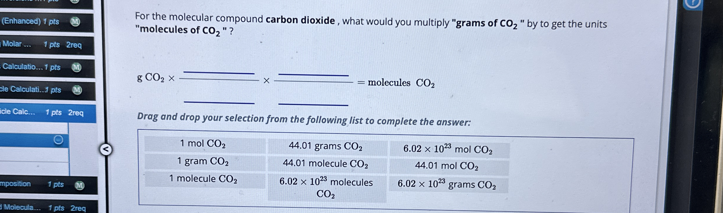Solved For the molecular compound carbon dioxide, what would | Chegg.com