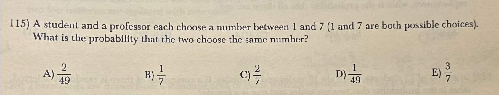 Solved A student and a professor each choose a number | Chegg.com