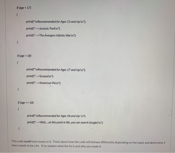 Solved Take the following program: printf("Welcome to Movie | Chegg.com