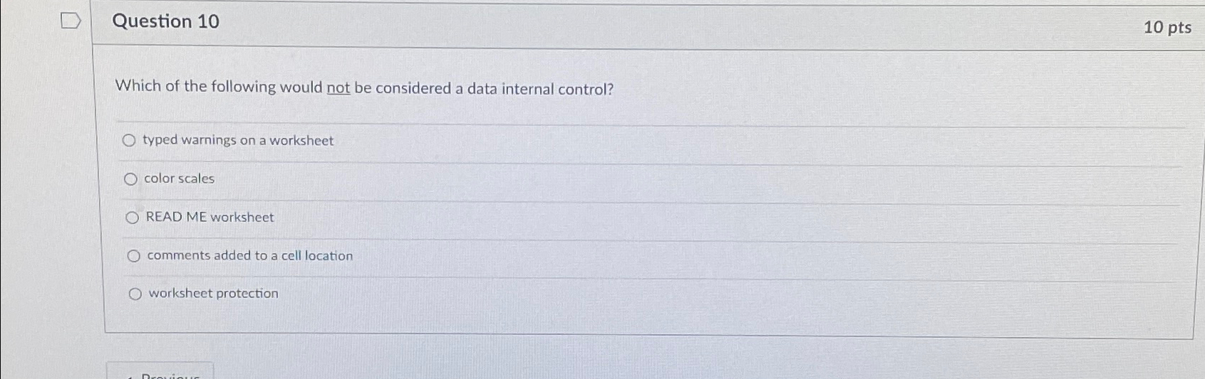 Solved Question 1010 ﻿ptsWhich of the following would not be | Chegg.com