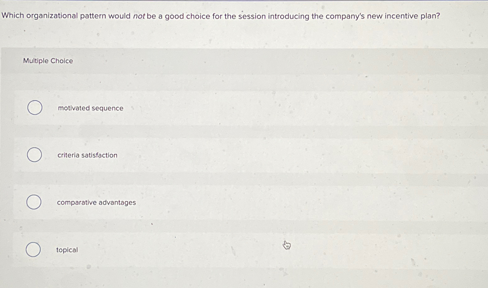 Solved Which organizational pattern would not be a good | Chegg.com