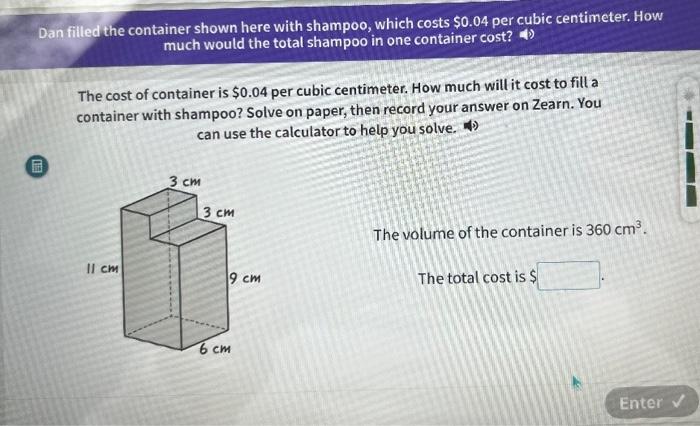 Solved The cost of container is $0.04 per cubic centimeter. | Chegg.com