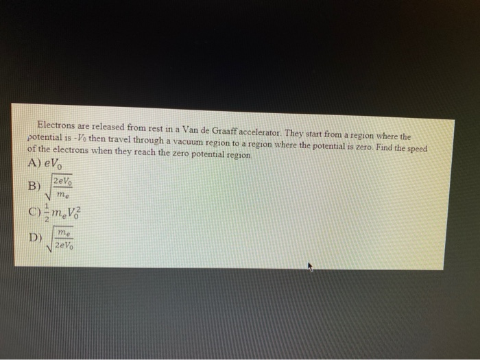 Solved Electrons are released from rest in a Van de Graaff | Chegg.com
