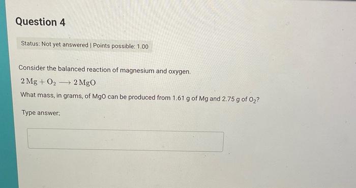 Solved Consider the balanced reaction of magnesium and | Chegg.com