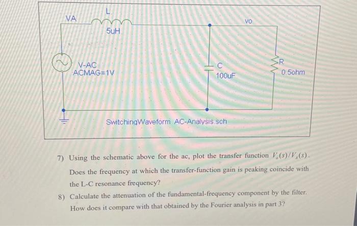 Solved 7) Using the schematic above for the ac, plot the | Chegg.com