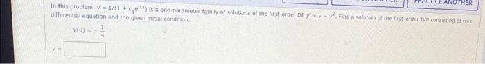 Solved In this problem, y=1/(1+c1e−x) is a one parameter | Chegg.com