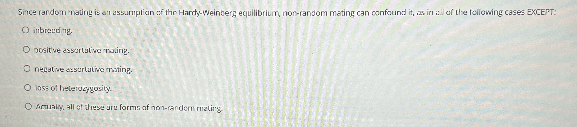 Solved Since random mating is an assumption of the | Chegg.com
