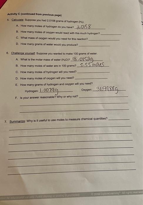 Solved Activity C (continued from previous page) 5. | Chegg.com