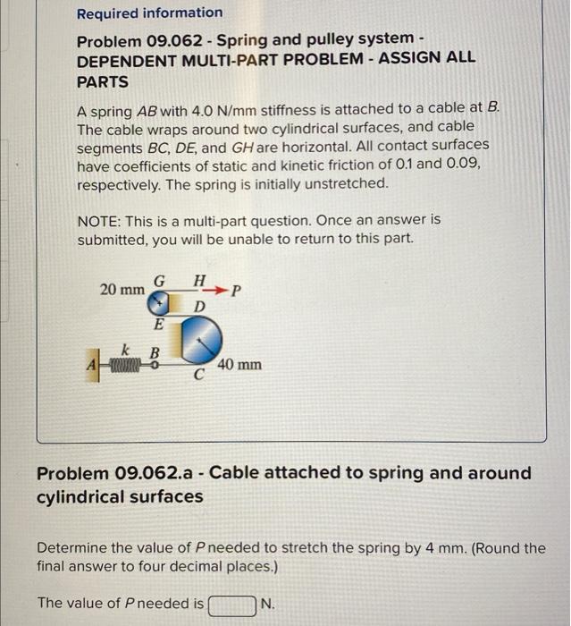 Solved Required information Problem 09.062 - Spring and | Chegg.com