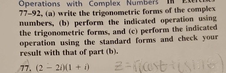 Solved Operations with Complex Numbers 77-92, (a) ﻿write the | Chegg.com