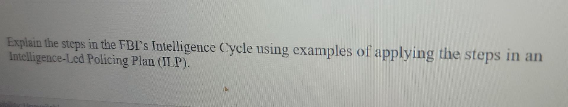 Solved Explain the steps in the FBI's Intelligence Cycle | Chegg.com