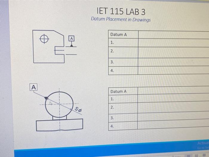 Solved IET 115 LAB 3 Datum Placement in Drawings For each of | Chegg.com