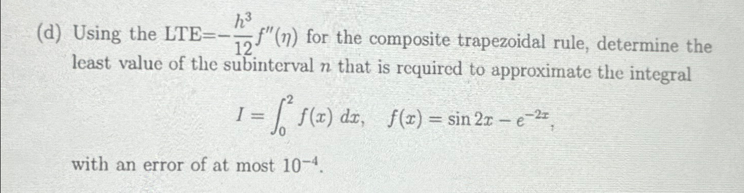 Solved (d) ﻿Using the LTE =-h312f''(η) ﻿for the composite | Chegg.com