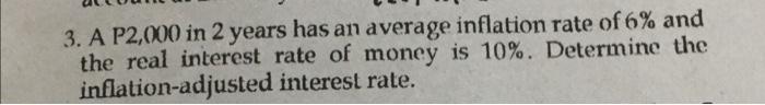 3. A P2,000 in 2 years has an average inflation rate | Chegg.com
