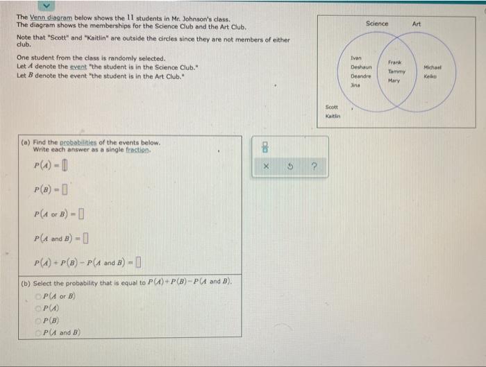 Solved Science Art The Venn diagram below shows the Il | Chegg.com