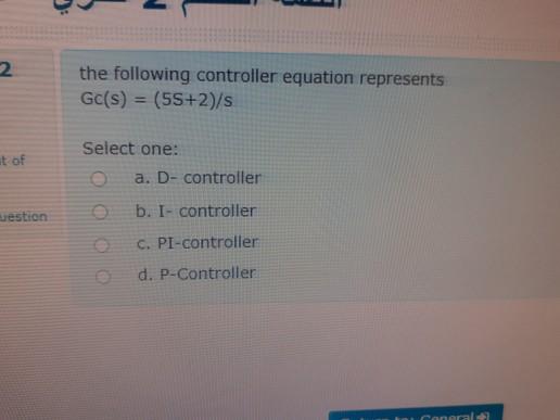 Solved 2 the following controller equation represents GC(s) | Chegg.com