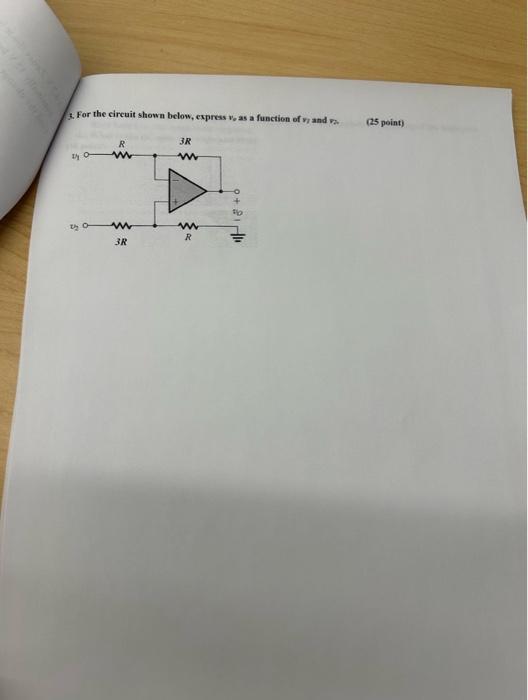 Solved 3. For the circuit shown below, express v∞ as a | Chegg.com