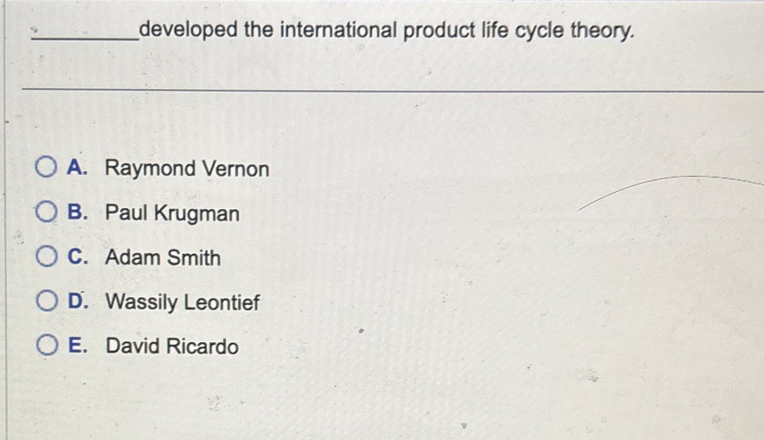 Solved developed the international product life cycle | Chegg.com