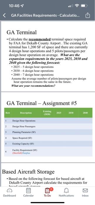 GA Terminal - Calculate the recommended terminal | Chegg.com
