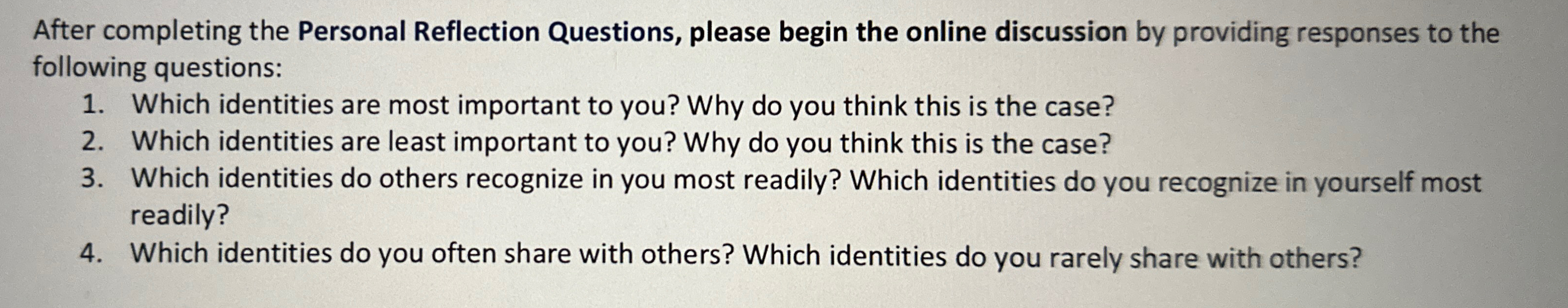 Solved After completing the Personal Reflection Questions, | Chegg.com
