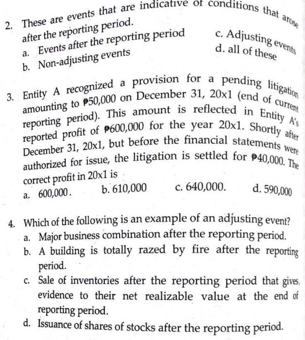 Solved 2. These are events that are indicative of conditions | Chegg.com