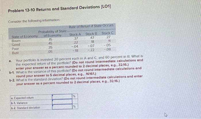 Solved Problem 13-10 Returns and Standard Deviations [LO1] | Chegg.com
