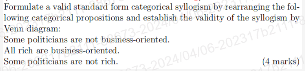 Solved Formulate a valid standard form categorical syllogism | Chegg.com