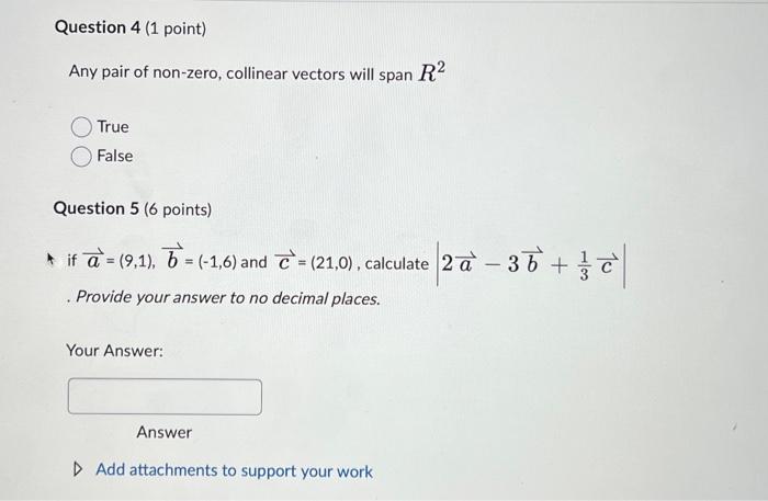 Solved Any pair of non-zero, collinear vectors will span R2 | Chegg.com