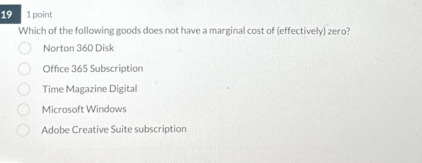 Solved 191 ﻿pointWhich of the following goods does not have | Chegg.com
