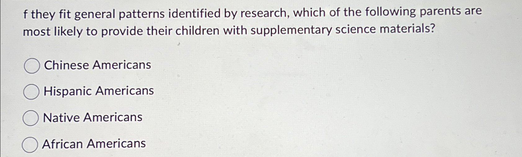 Solved f ﻿they fit general patterns identified by research, | Chegg.com