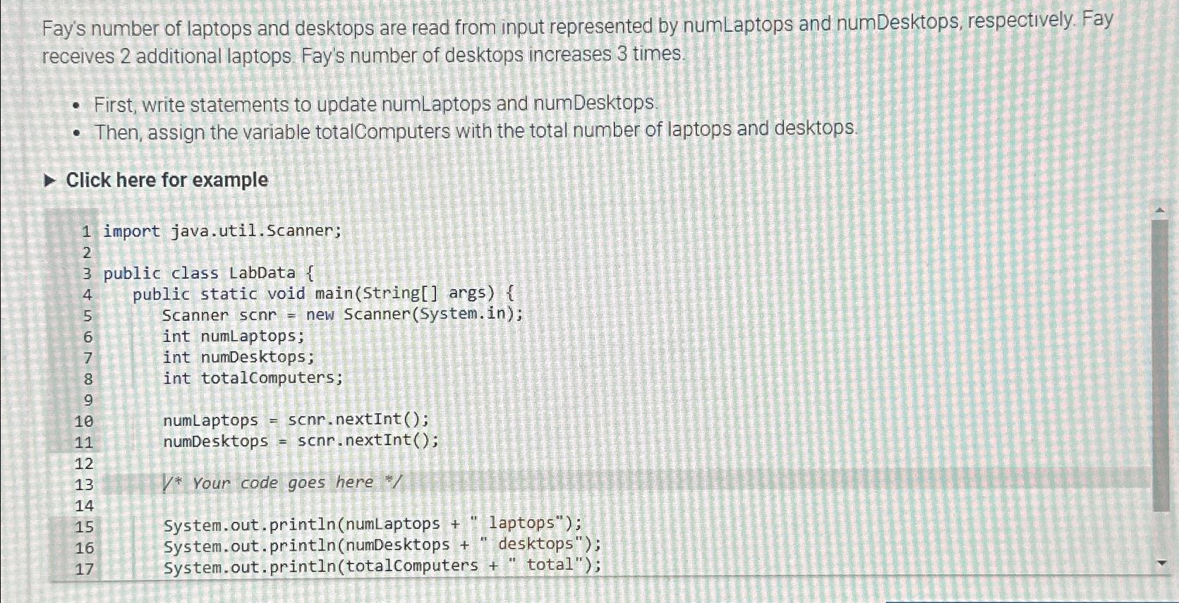 Solved Fay's number of laptops and desktops are read from | Chegg.com