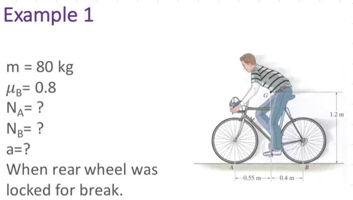 Solved Example 1 m=80 kgμB=0.8 NA=? NB=?a=? | Chegg.com