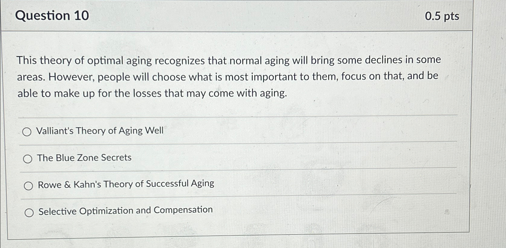 Solved Question 100.5ptsThis theory of optimal aging | Chegg.com