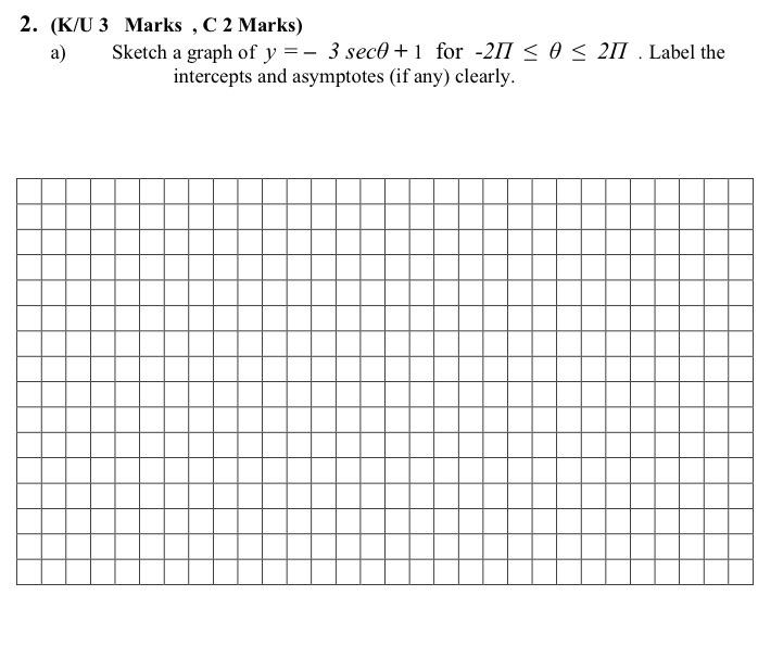 Solved (K/U 3 Marks, C 2 Marks) a) Sketch a graph of | Chegg.com