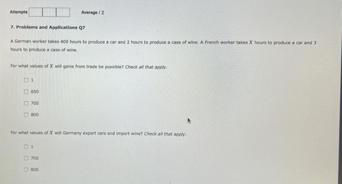 Solved Attempts Average/2 7. Problems and Applications Q7 A | Chegg.com