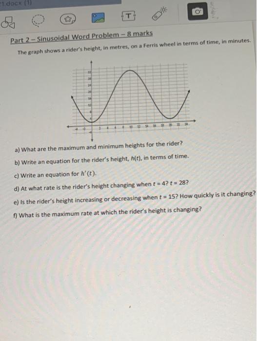 Solved *1.docx (1) Part 2 - Sinusoidal Word Problem - 8 | Chegg.com