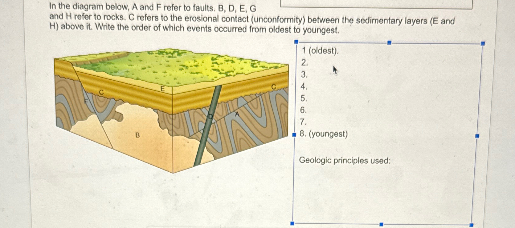 Solved In the diagram below, A and F ﻿refer to faults. | Chegg.com