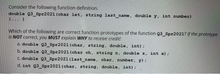Solved Consider the following function definition double | Chegg.com